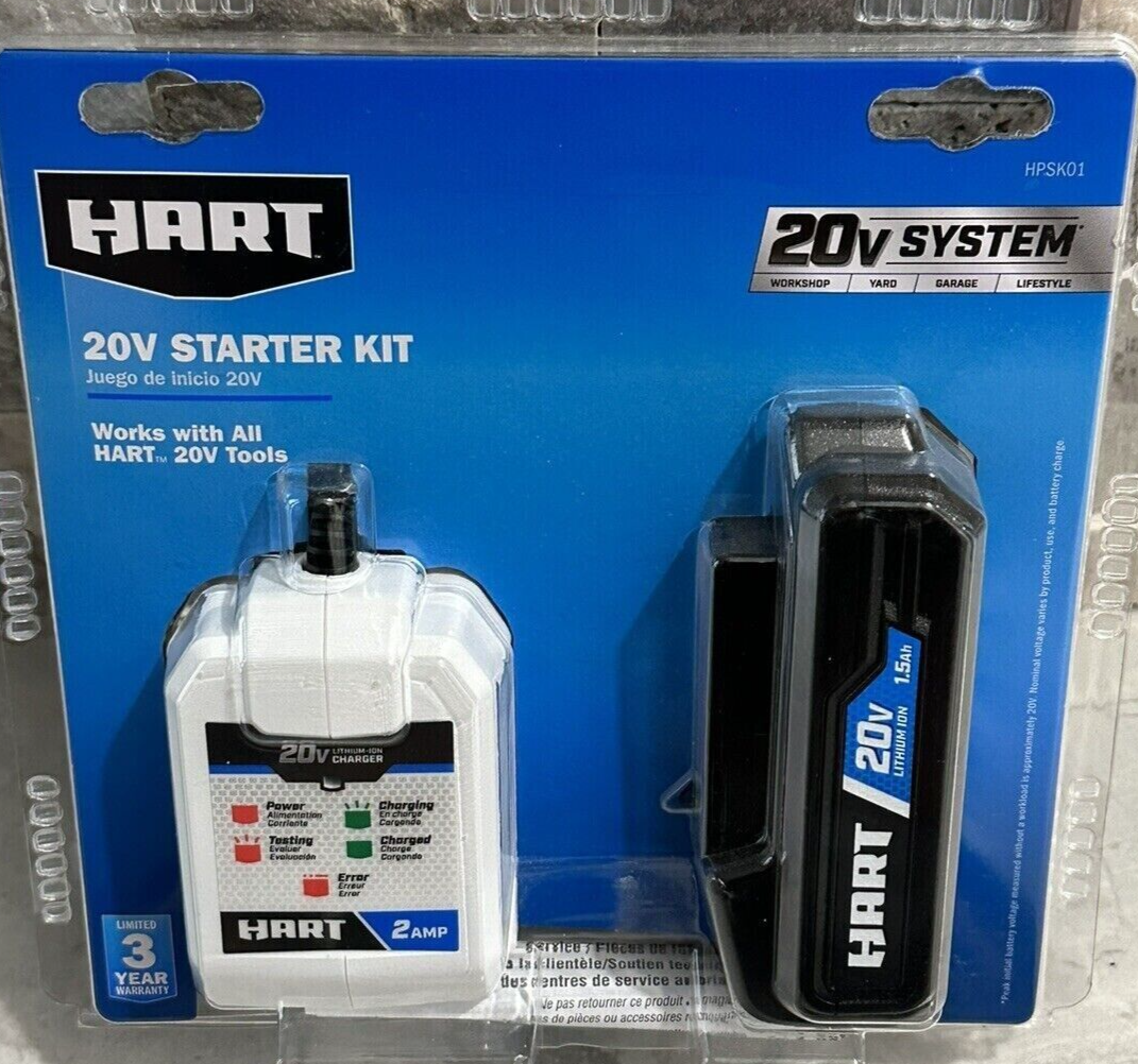 Authentic HART 20-Volt Lithium-Ion 1.5Ah Battery and 2Amp Fast Charger ...