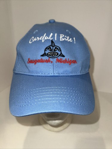 Saugatuck Michigan “Careful I Bite! “W Fish w Teeth Lite Blue Youth Cap ...