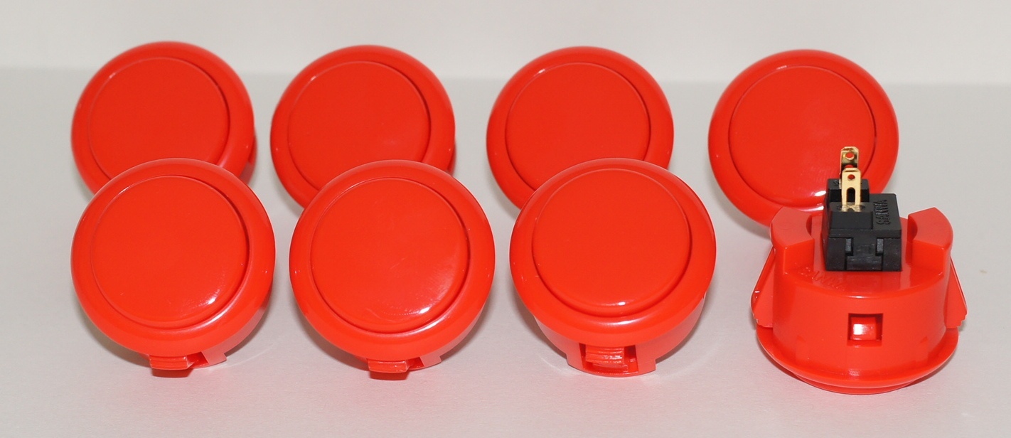 Japan Sanwa Buttons OBSF-30-VER Vermilion Color x 8 pcs Video Game ...