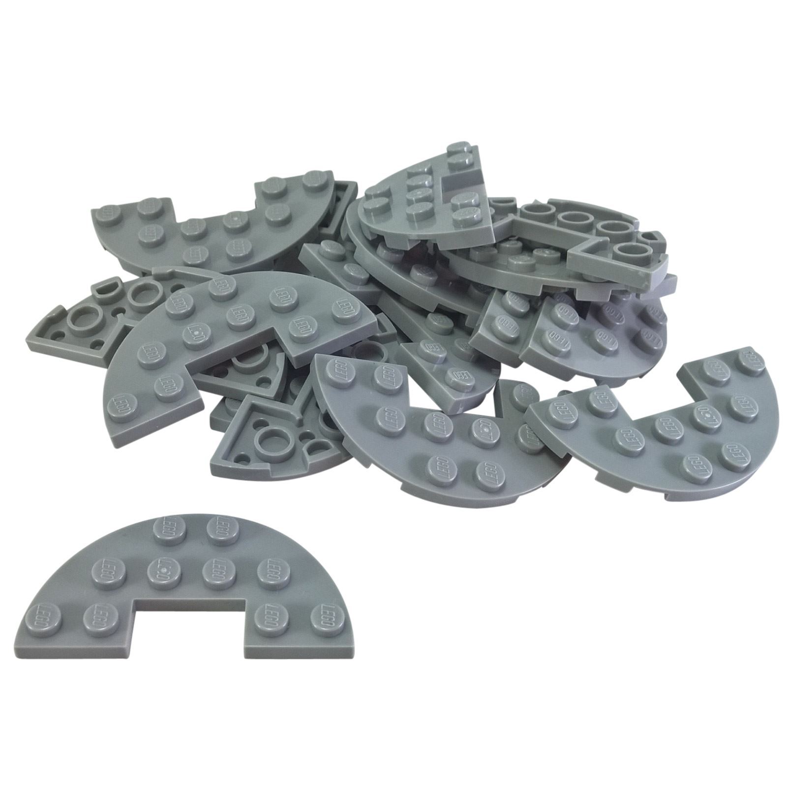 16 NEW LEGO Plate, Round Half 3 x 6 with 1 x 2 Cutout Light Bluish Gray ...