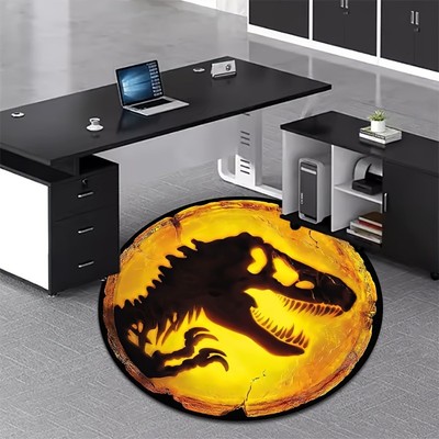 2D Flat, 2D Flat Print not 3D Doormat Round T-Rex Dinosaur Rug - Soft ...