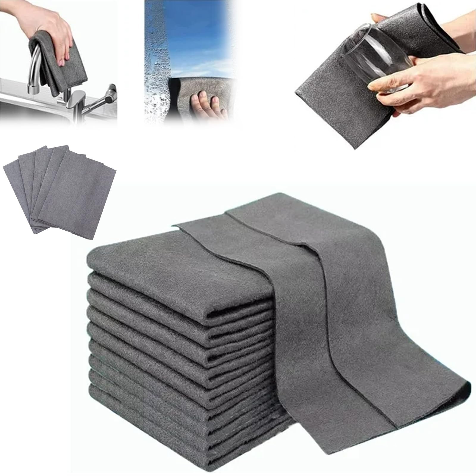 10-Count Magic Cleaning Cloth: Reusable Thickened Streak-Free ...