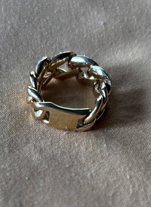 Cuban Link Ring Fashion Gold Plated Cubic Zirconia Approx Size 7 | eBay