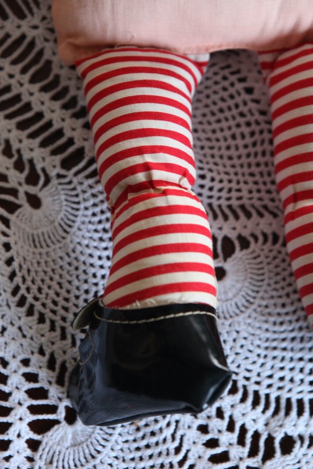 Knickerbocker 1970's 18" Vintage Raggedy Ann Doll, Black Patent Shoes ...