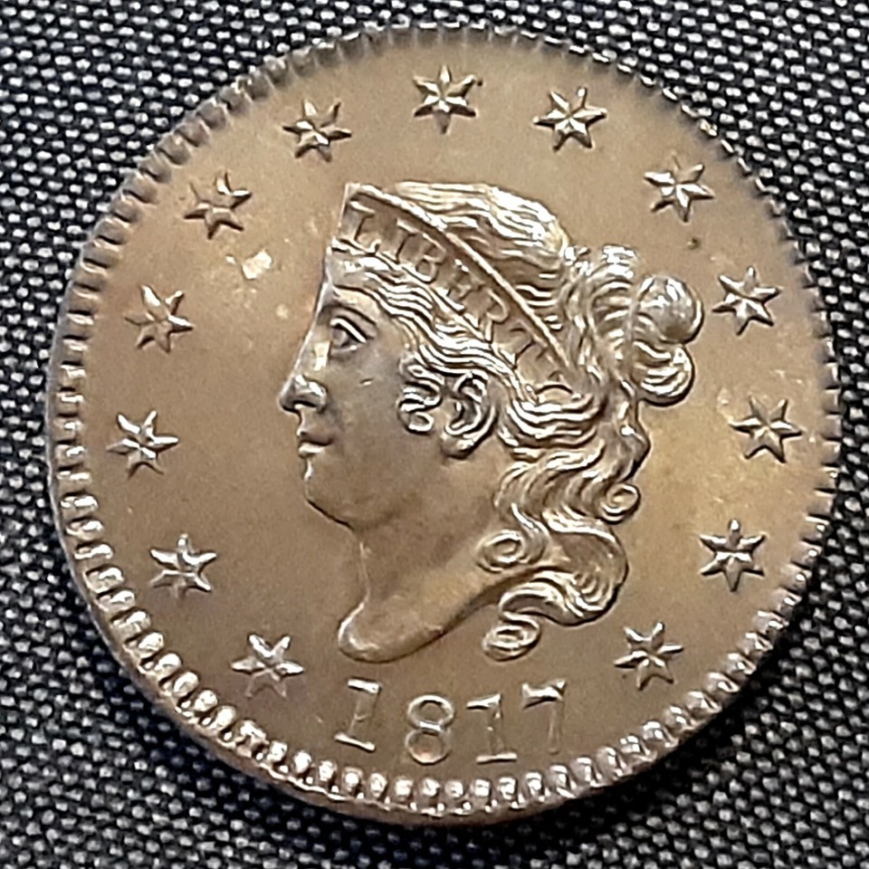 Exceptional Strike ! UNCIRCULATED 1817 13 Stars Coronet Head Large Cent ...