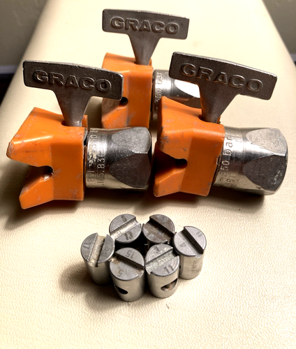 (3) 1978 GRACO- First Reversable Removable Paint Spray Tips with extra ...