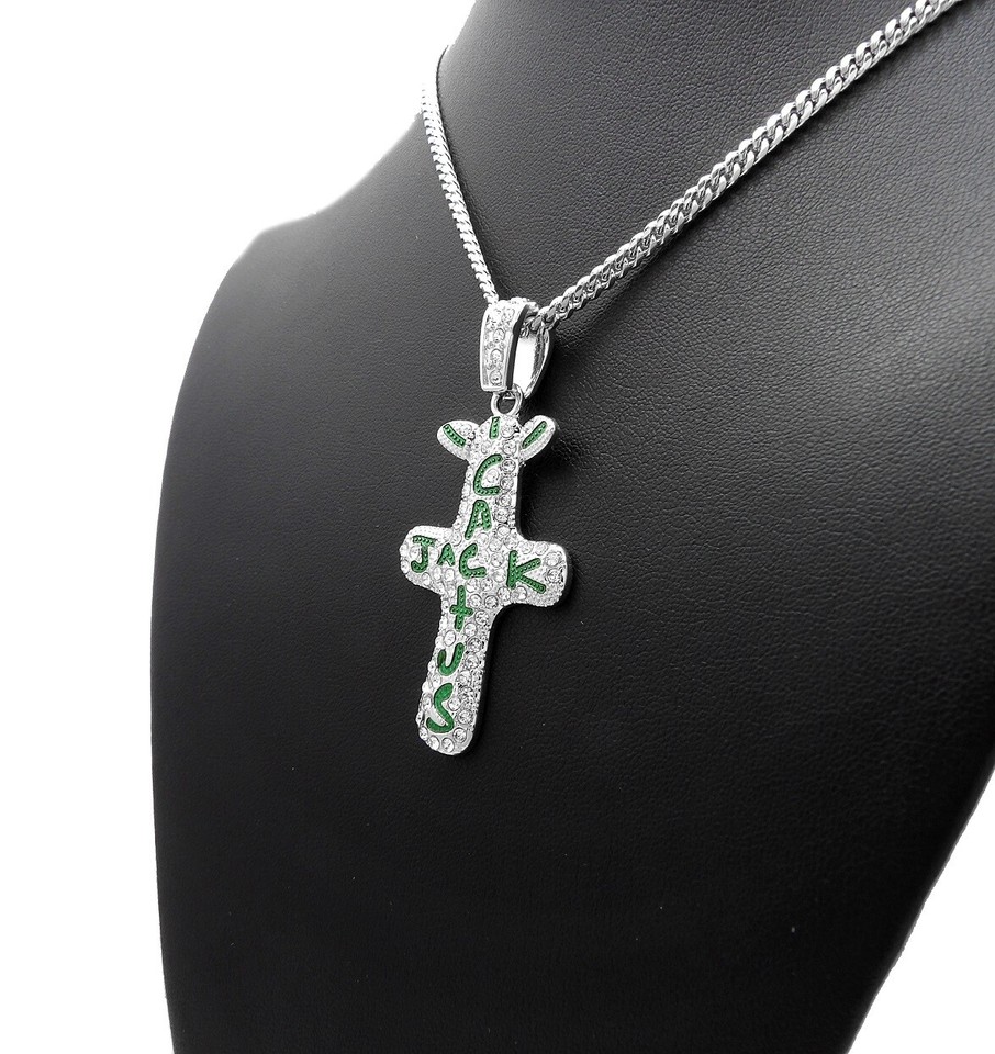 Hip Hop Travis Scott Cactus Jack Cross & 18" ~ 24" Cuban Rope Box Chain ...