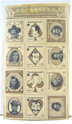 Vintage 1947 Hollywood Star Stamps Unopened 1st Series Complete Sheet # ...