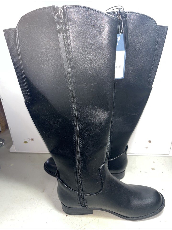 Brisa Tall Leather Black Riding Boots 5.5 Universal Thread heel Western ...