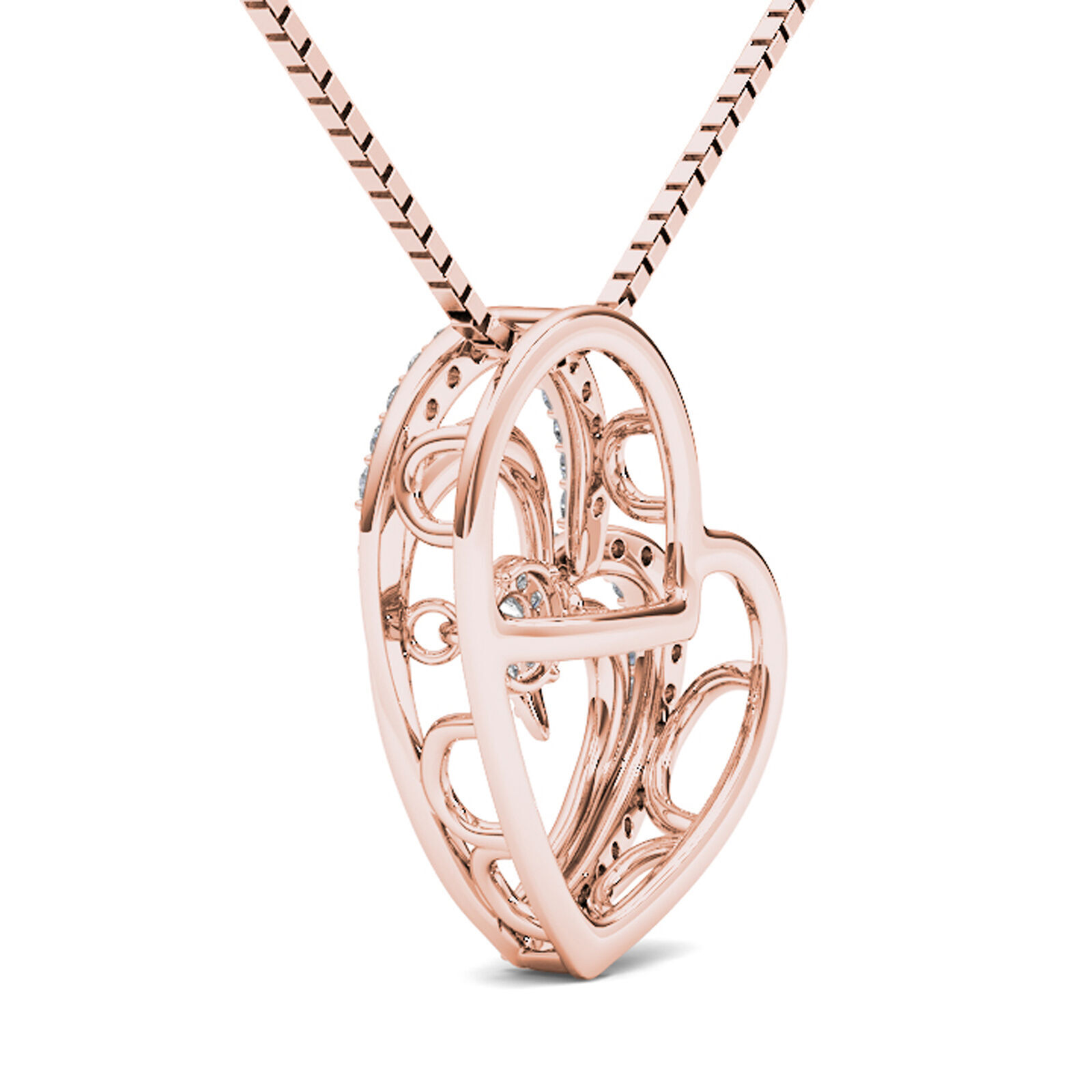 10k Rose Gold 0.15 Ct. Diamond Pendant Necklace, H-I I2 Perfect Gift ...