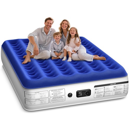 Queen Inflatable Airbed w/ Built-In Pump, Fast Inflate/Deflate, Max ...