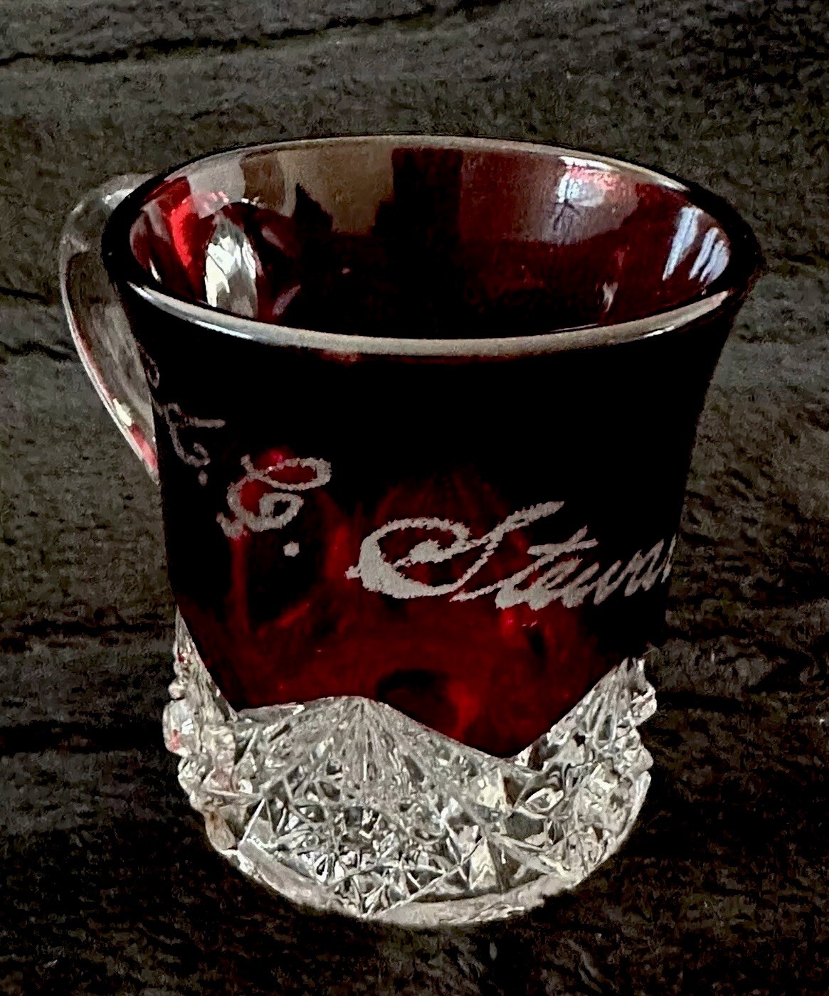 Antique 1912 Ruby Red Flash Glass Souvenir Mugs Set Of 3 Excellent ...