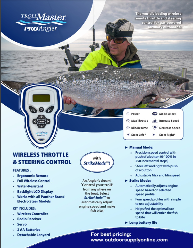 Trollmaster Pro Angler Wireless Remote Control Unit / Mercury 15 & 20hp ...