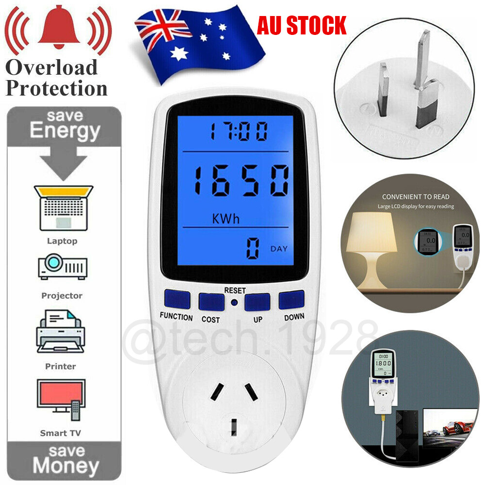 240V Power Watt Meter Energy Monitor Consumption Electricity Usage ...