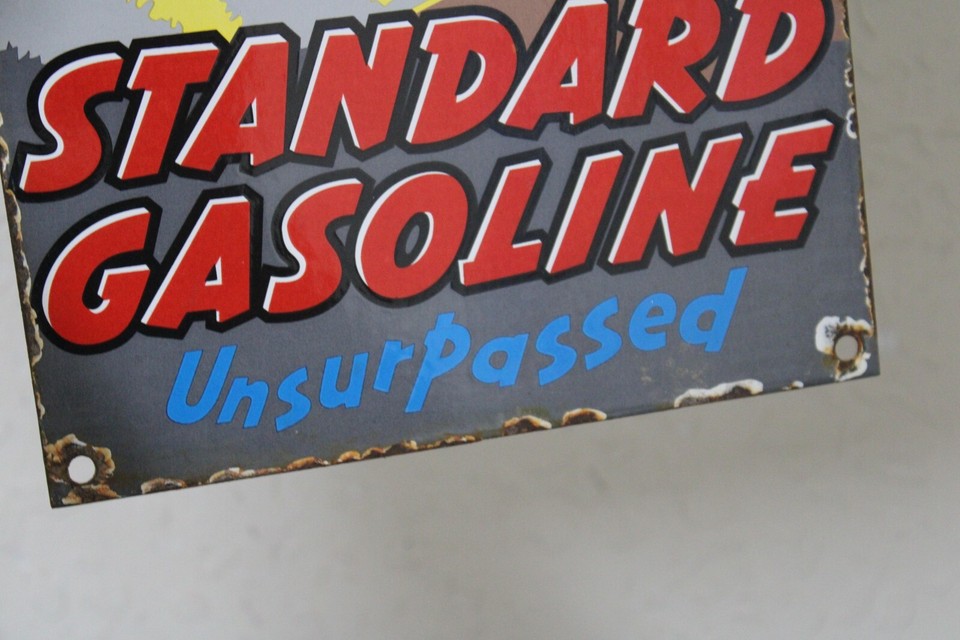 STANDARD GASOLINE PORCELAIN SIGN GAS OIL MOTOR 8'' x 12'' .. | eBay