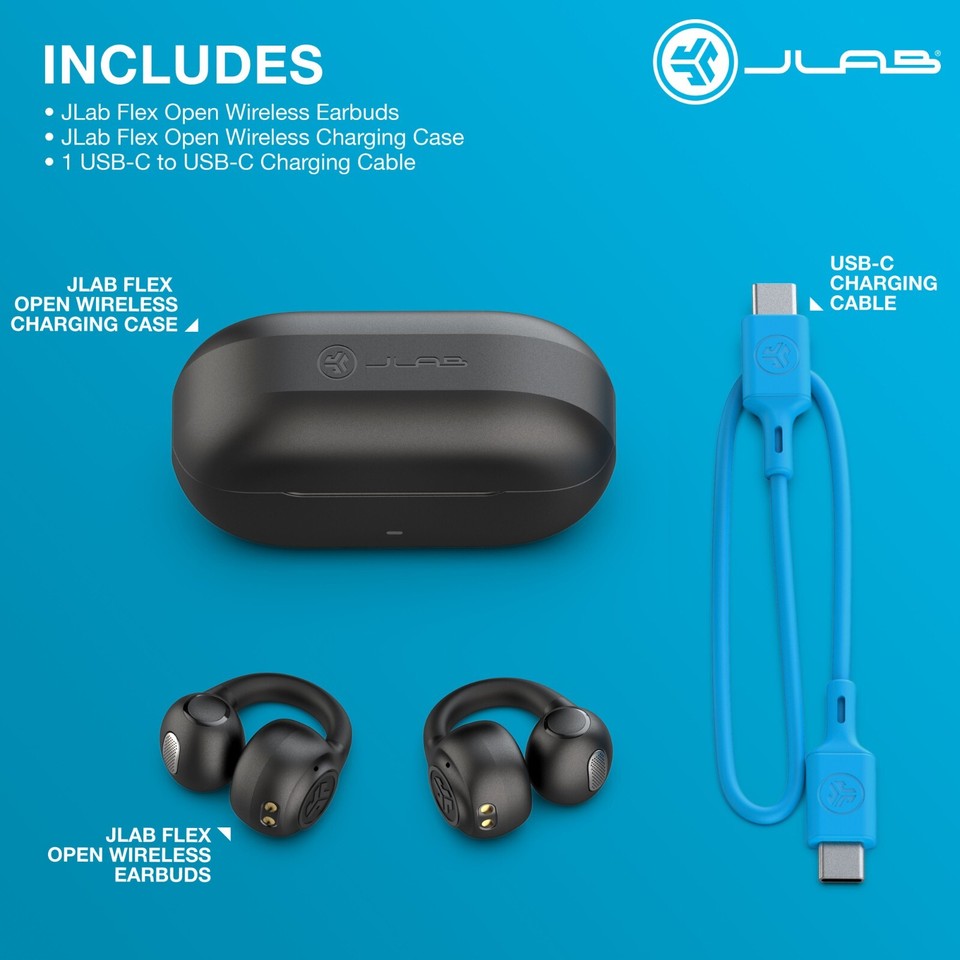 JLab Flex Open Bluetooth Earbuds, Wireless, Clip-On Cuff Design ...