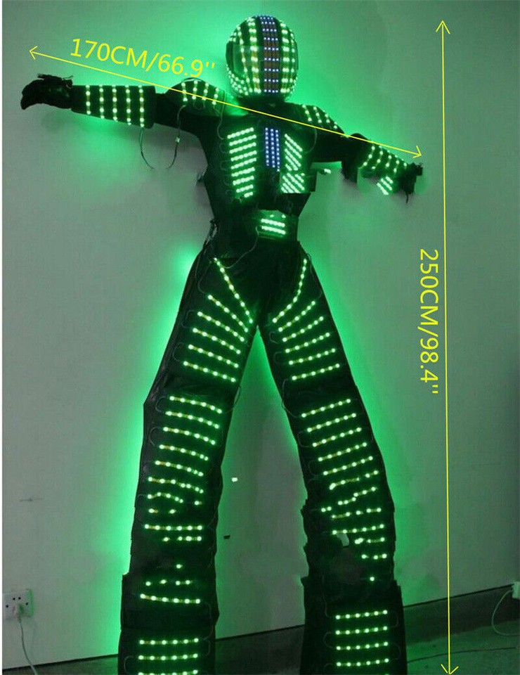 LED Colors Change Costume Robot Clothing Suit Illuminated Dance Remote ...