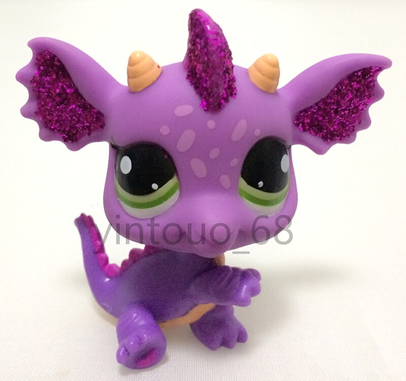 #2660 LPS Pet Purple & Pink Sparkle Glitter Dragon with Green Eyes | eBay