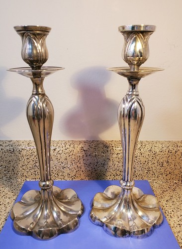 Vintage Pair of Large Victorian Brass Candlestick Holders Tall & Heavy ...