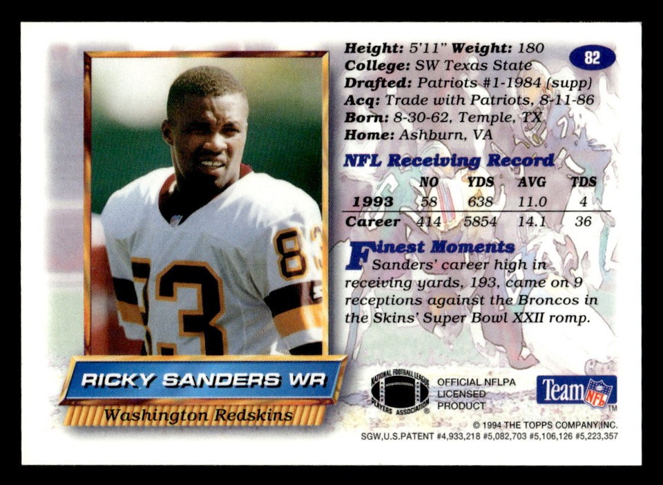 1994 Finest #82 Ricky Sanders | eBay