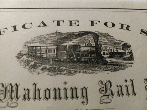 1860's CLEVELAND AND MAHONING RAIL ROAD COMPANY UNISSUED CERTIFICATE ...