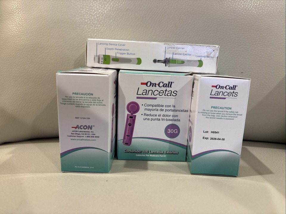 3pk 100 Sterile Lancets and Auto Lancing Device - On Call -Blood Sugar ...