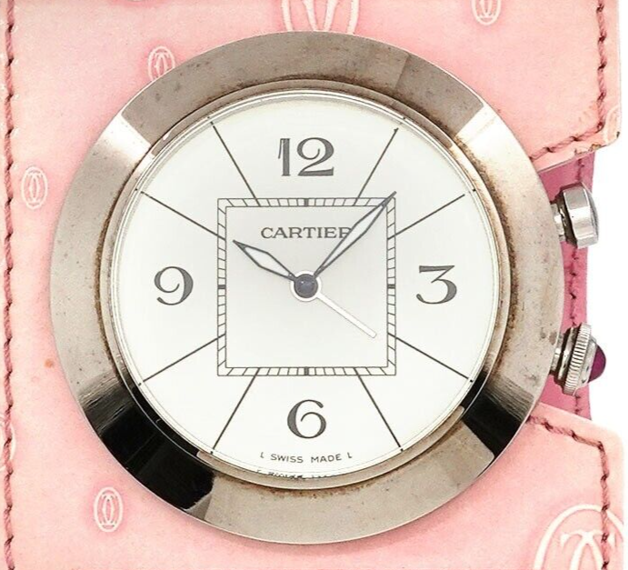 Cartier Pasha Table Clock Watch Color Pink Round Quartz Interior ...
