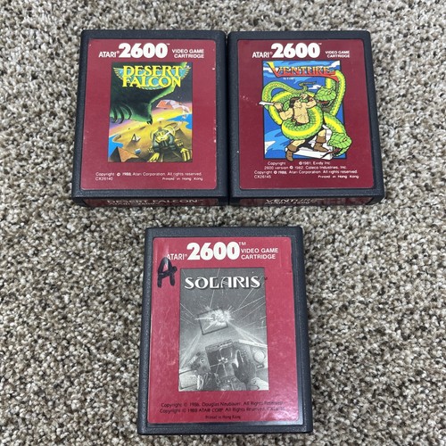ATARI 2600 RED LABEL 3 GAME LOT Solaris Desert Falcon Venture Tested | eBay
