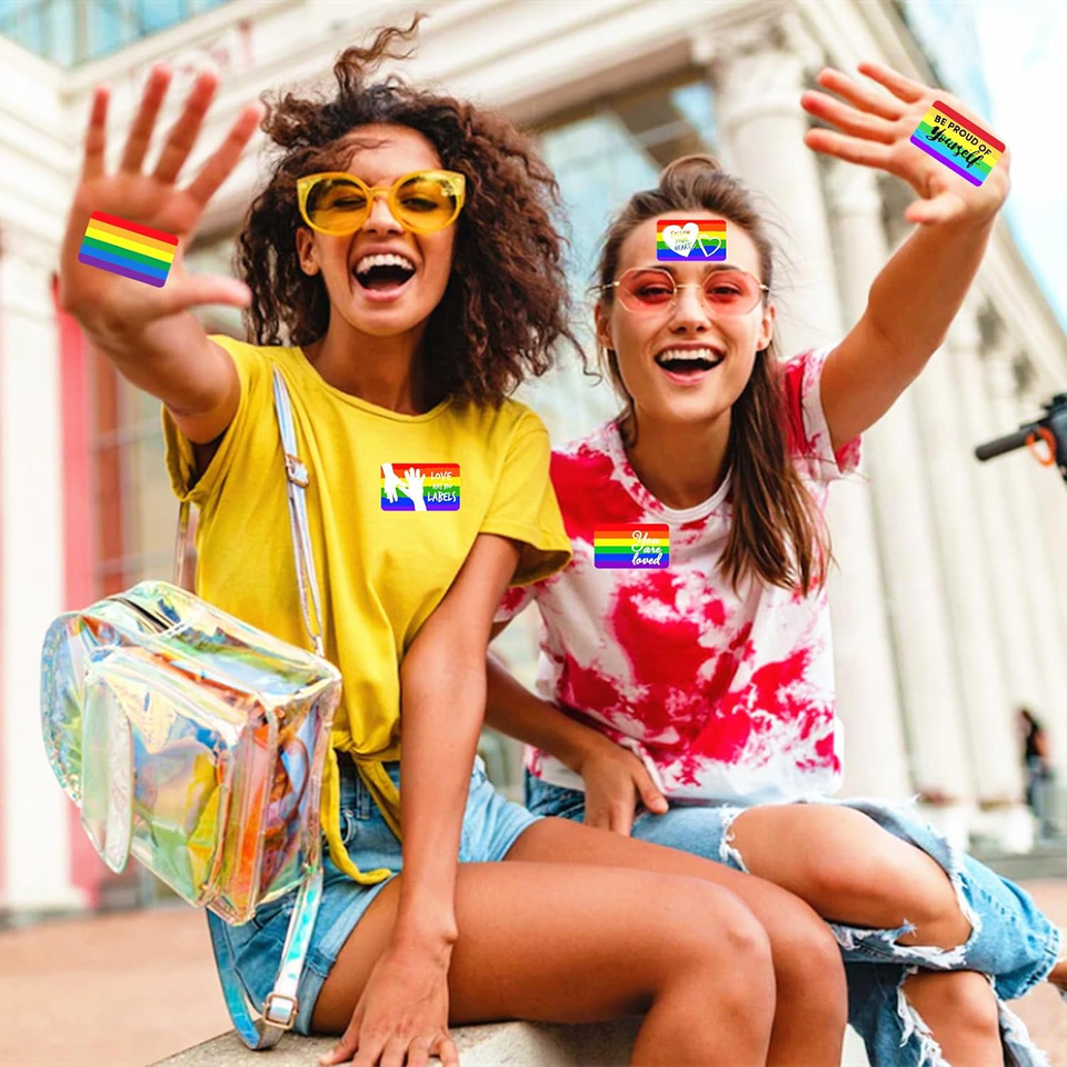 500PCS Pride Support Stickers Roll for LGBTQ, Rainbow Rectangle Pride ...