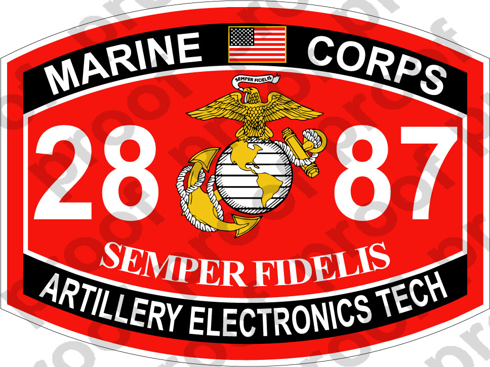 STICKER USMC MOS 2887 ARTILLERY ELECTRONICS TECH ooo USMC Lisc No 20187 ...