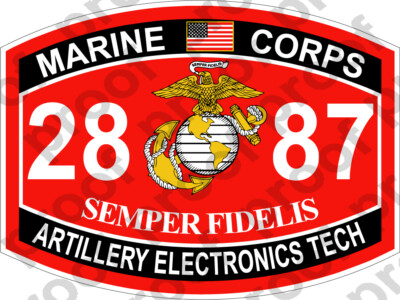 STICKER USMC MOS 2887 ARTILLERY ELECTRONICS TECH ooo USMC Lisc No 20187 ...