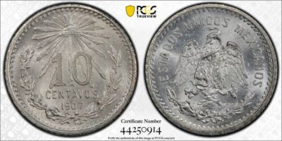 1907 M PCGS MS66 | MEXICO - 10 Centavos 10C Coin #40255A | eBay