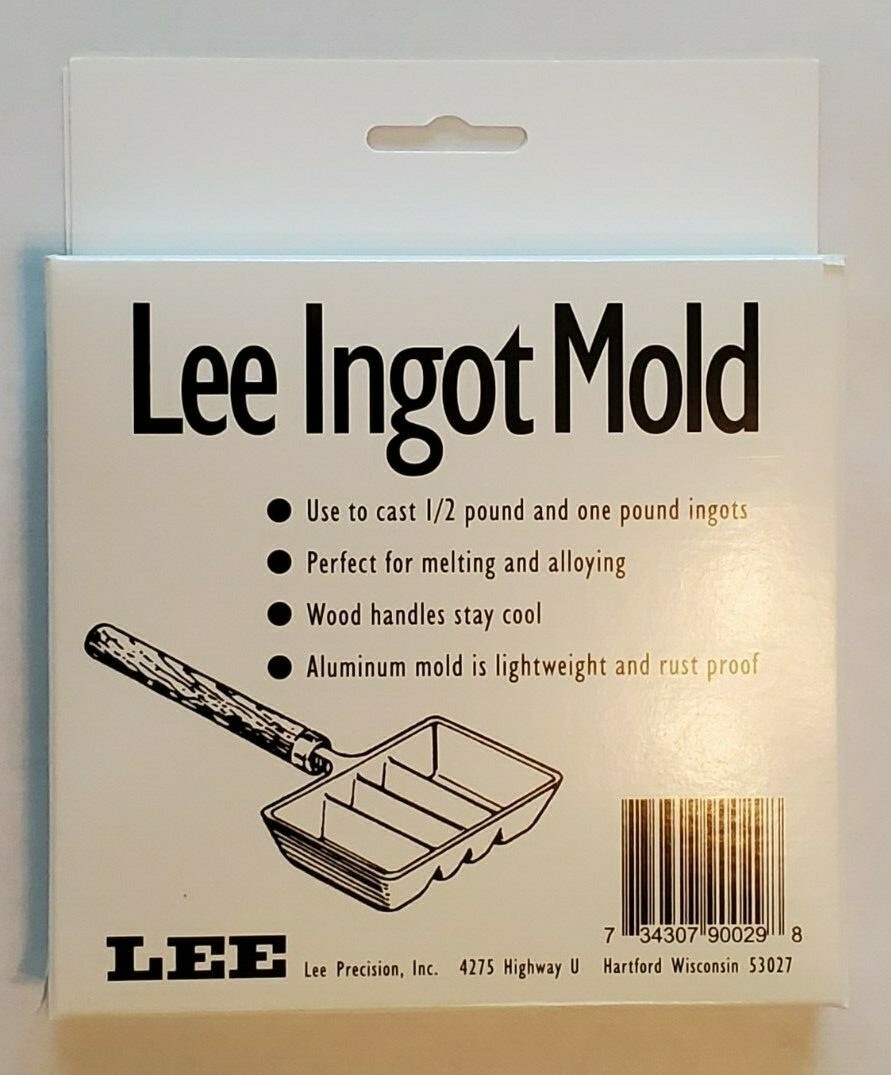 Lee 90029 Ingot 4 Cavity Mold w/Wood Handle Casts 1/2 lb/1 lb Ingots ...