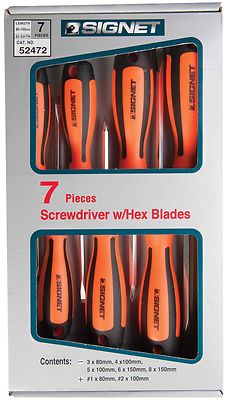 Signet 7 Piece Slotted & Phillips® Screwdriver Set Orange & Black ...