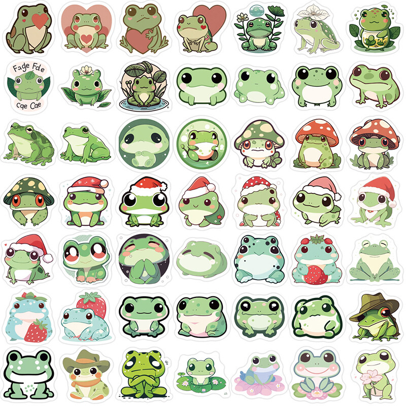 100 Sheets Cute Animal Frog Cartoon Stickers Decals Laptop Notebook ...