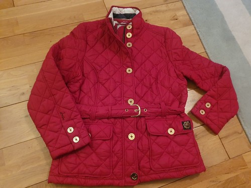 JOULES DARTINGTON RED QUILTED BELTED JACKET LINING SIZE 14 VGC | eBay