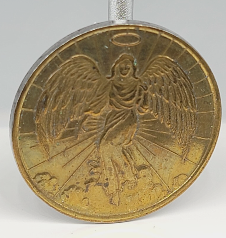 Guardian Angel Token Coin Medal Gold Tone Metal Halo Wings Christianity ...
