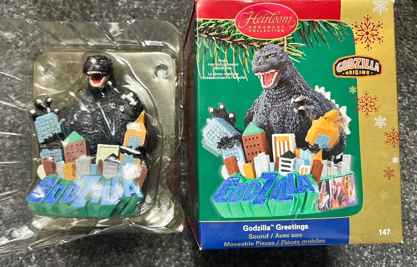 Godzilla Greetings Carlton Heirloom Christmas Ornament Animated Sound ...