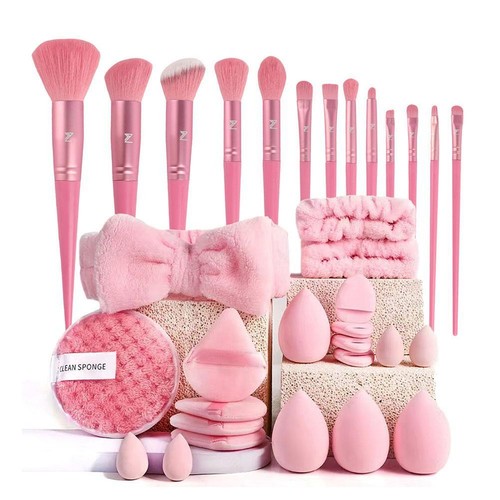 20-40PCS Makeup Brushes and Sponges Set with Beauty Egg and Brown ...