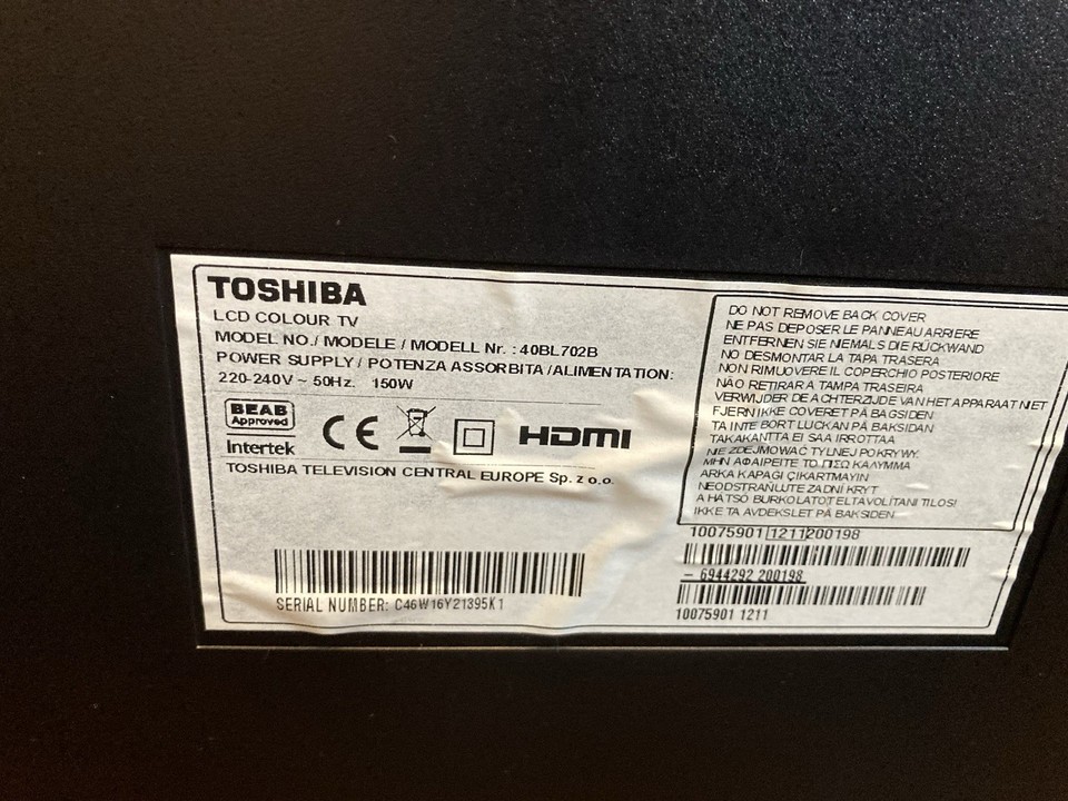 Toshiba 40 Inch Television with Remote Control | eBay UK