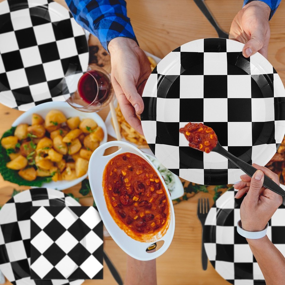 1 Set Checkered Flag Plates and Napkins Party Supplies Checkered Party ...