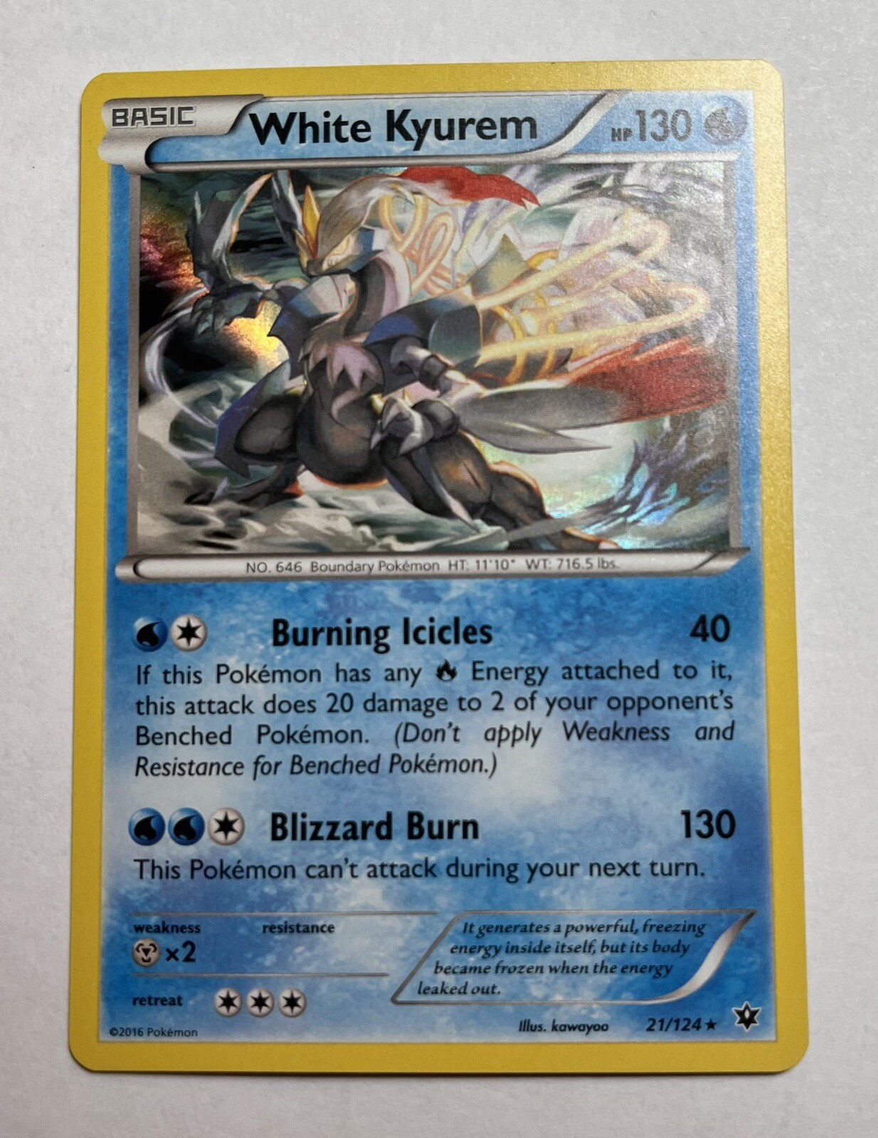 White Kyurem 21/124 Fates Collide 2016 Holo Rare Pokemon Card NM | eBay