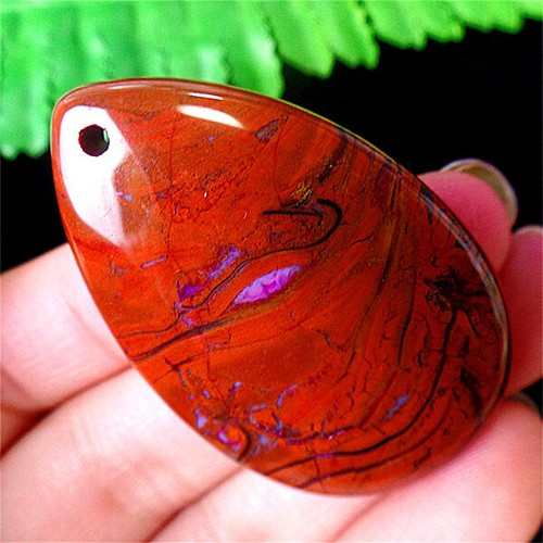 48x31x6mm Natural Tiger Stripes Red Jasper Reiki Teardrop Pendant Bead ...