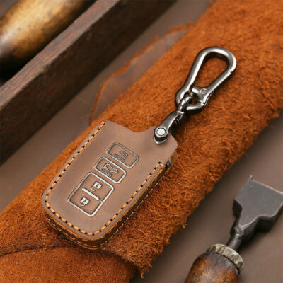 Leather Car Key Fob Cover Remote Case Skin Jacket For 2015-2018 Toyota ...