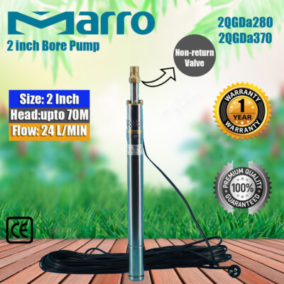 NEW MARRO Stainless Steel 2 inch Bore Pump Deep Well Upto 70m Head, 24l ...