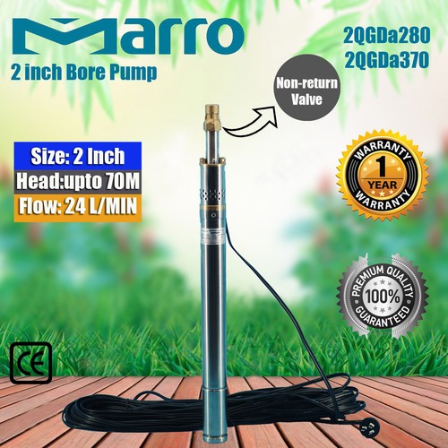 NEW MARRO Stainless Steel 2 inch Bore Pump Deep Well Upto 70m Head, 24l ...