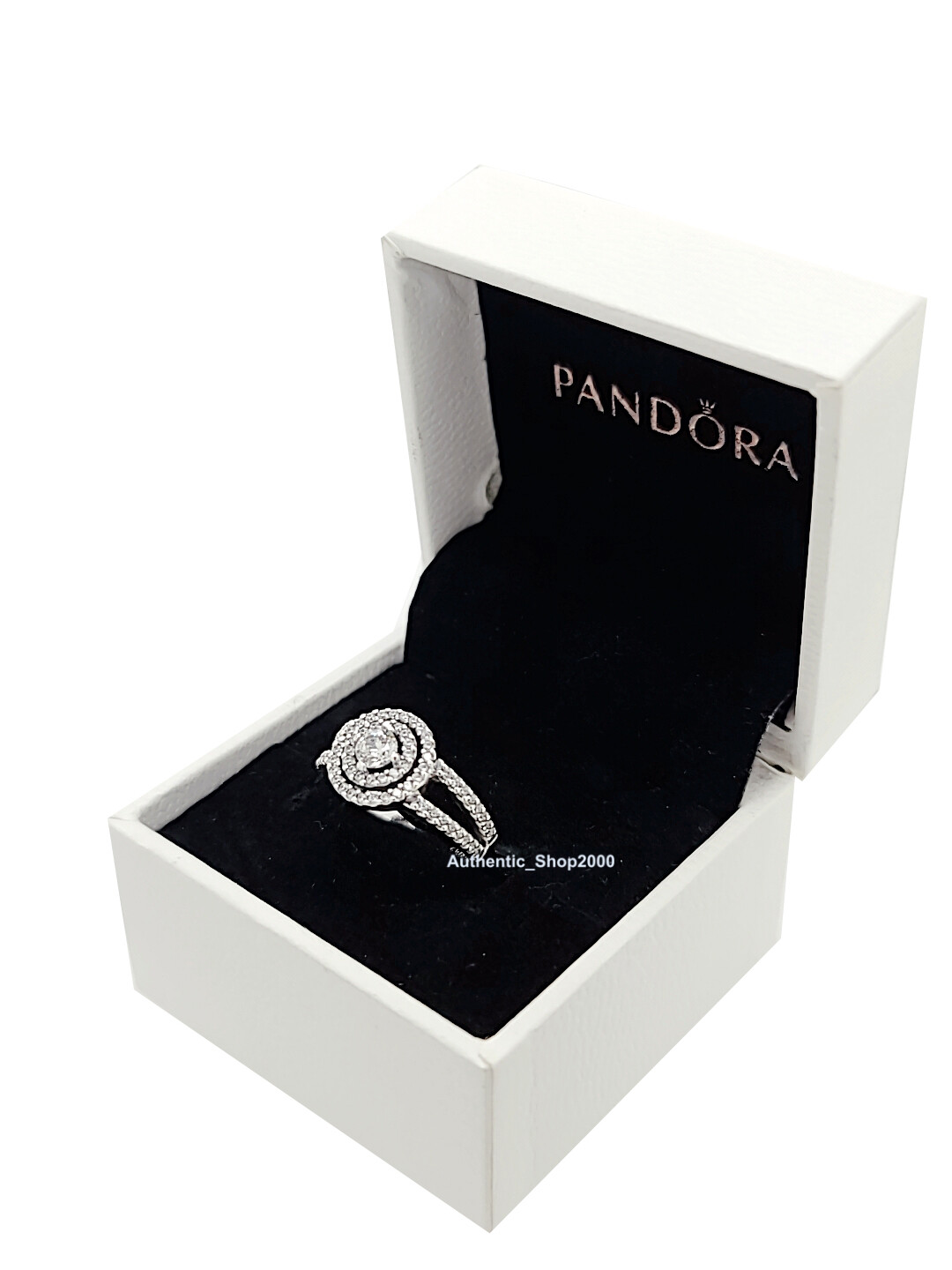 NEW 100% Authentic PANDORA 925 Silver Sparkling Double Halo Ring ...