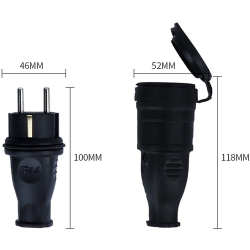 EU Rubber Socket Plug 16A 250V Electrial Grounded European Connector ...