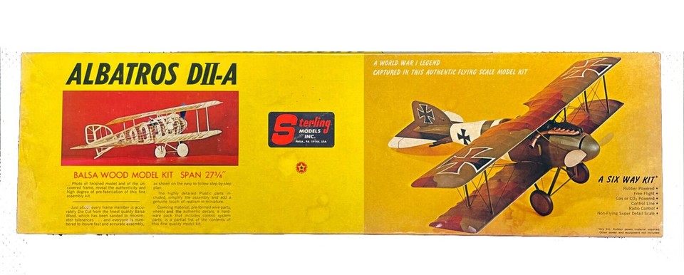 Sterling Model Airplane Plans (UC-FF-RC): ALBATROS DII-A 28" Wingspan 1 ...
