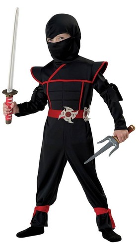 Costume De Ninja Invisible Pour Enfant: Noir Et Rouge Grand | eBay